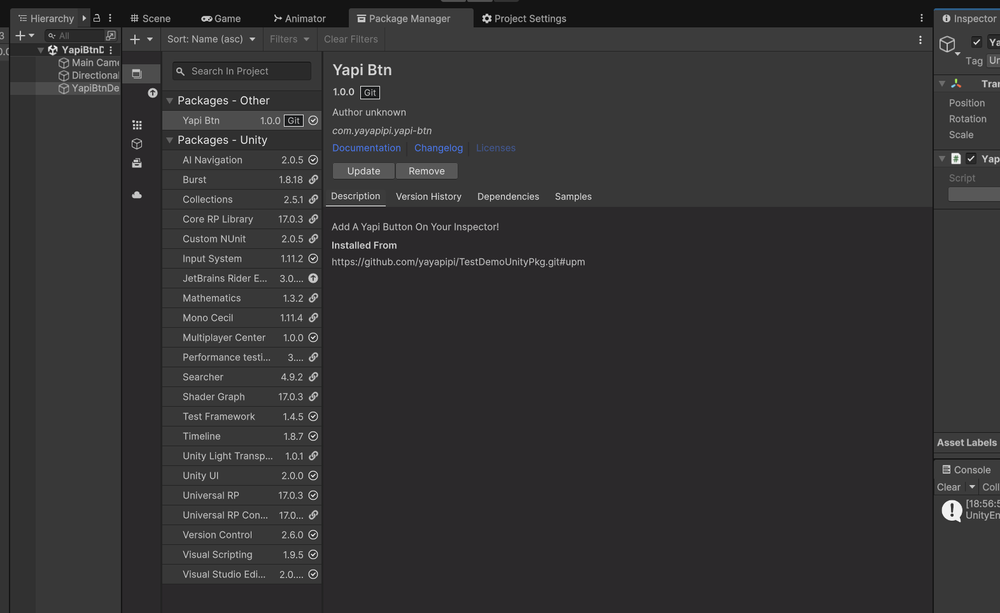 如何製作自己的 Unity Package